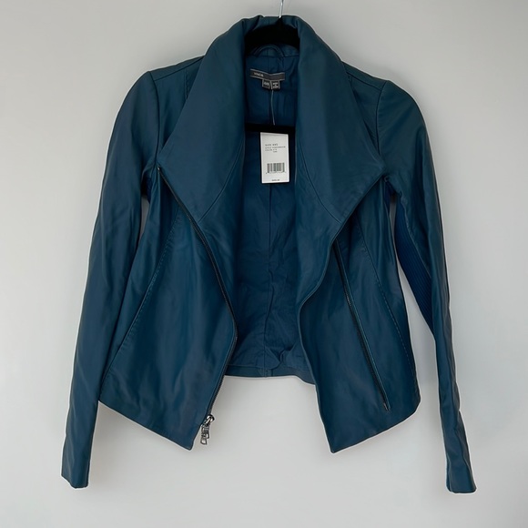 Vince | Jackets & Coats | Vince Turquoise Leather Jacket | Poshmark